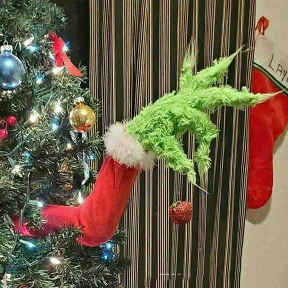 Christmas Elf Arm Tree Decoration - Furry Green Monster Ornament for ...